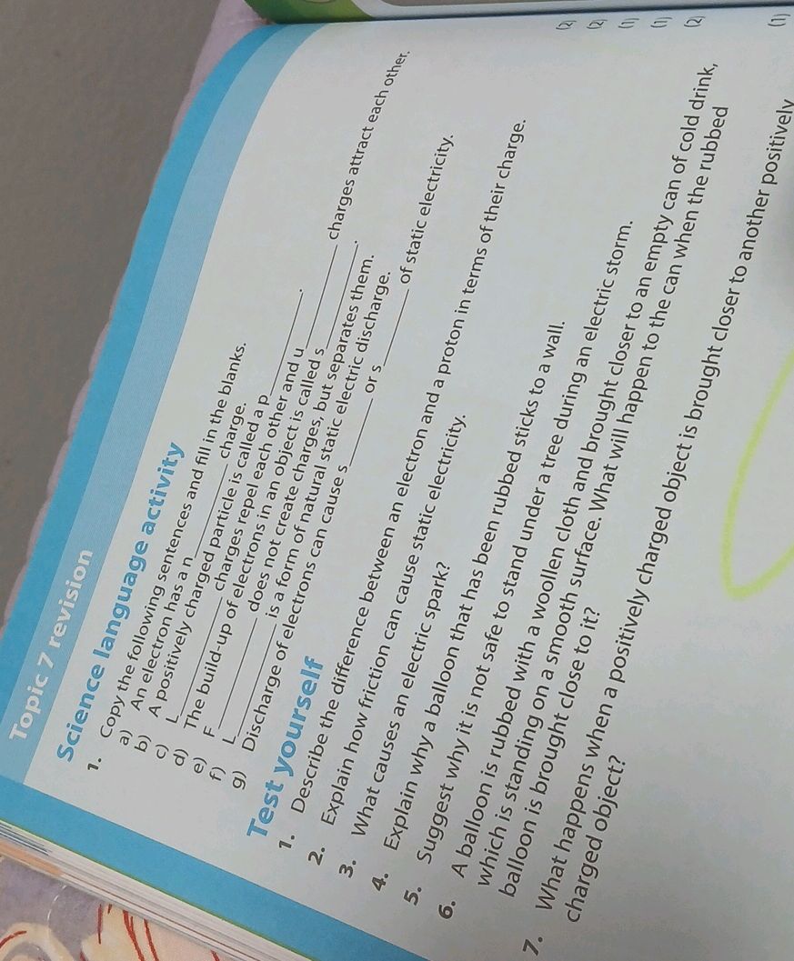 Copy the following sentences and fill in the