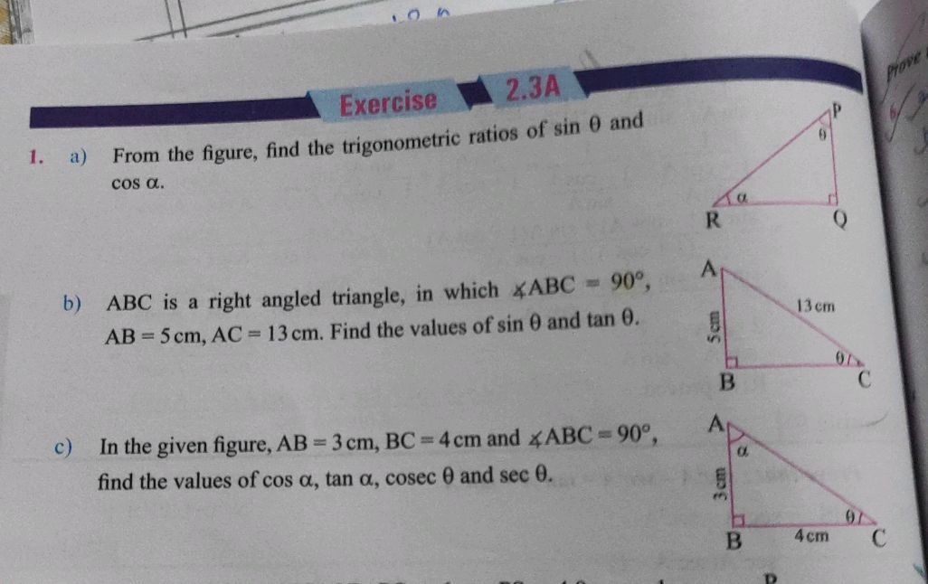 a) From the figure, find the trigonometric
