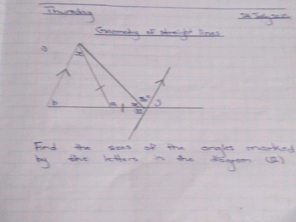 Find the sizes of the angles marked by the