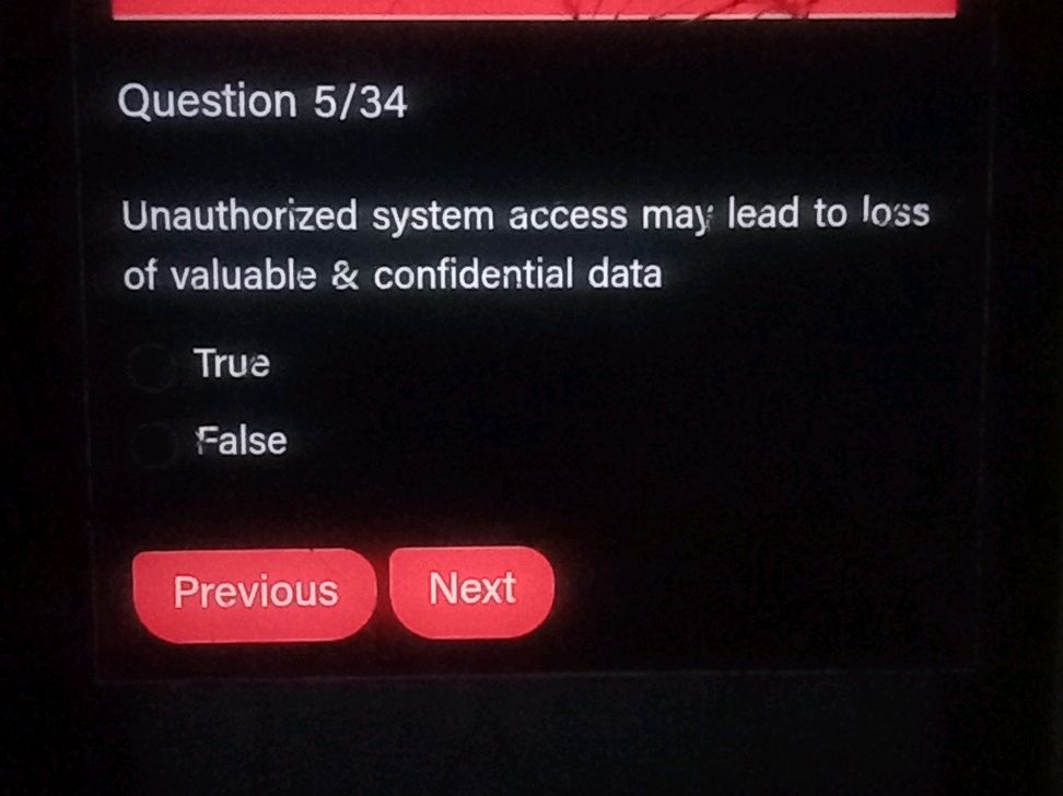 Question 5/34 Unauthorized system access | StudyX