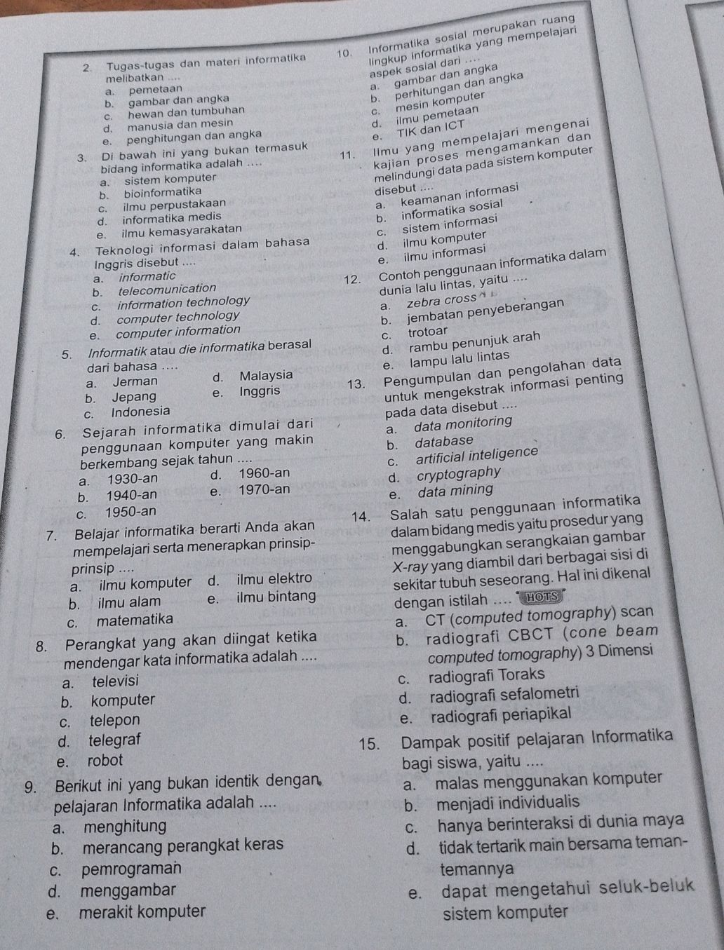 2. Tugas-tugas dan materi informatika | StudyX