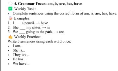 4. Grammar Focus: am, is, are, has, have | StudyX