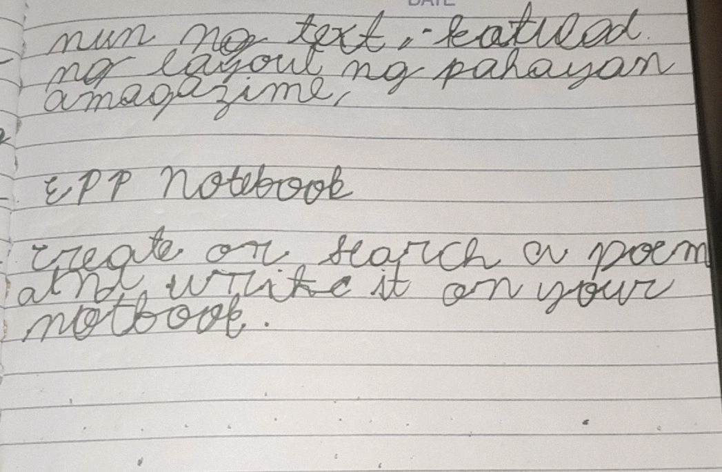 EPP Notebook Create or search a poem and | StudyX