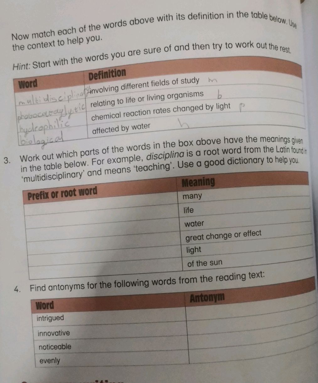 Now match each of the words above with its