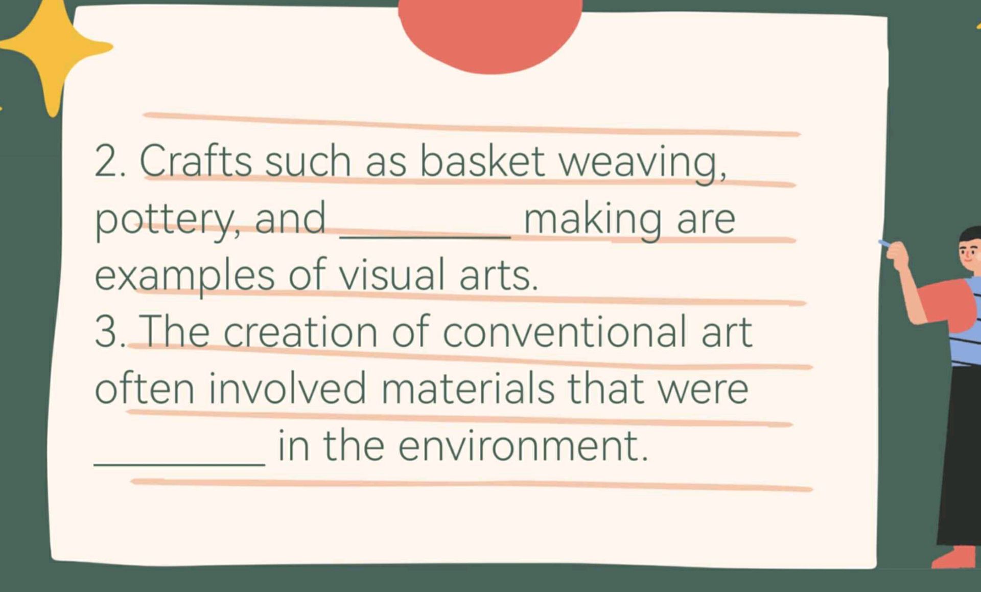 2. Crafts such as basket weaving, pottery, | StudyX