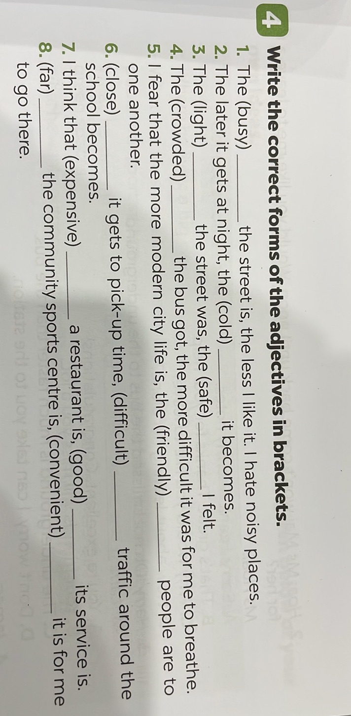 4 Write the correct forms of the adjectives | StudyX