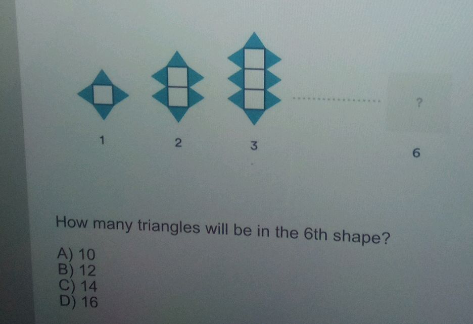 How many triangles will be in the 6th shape? | StudyX