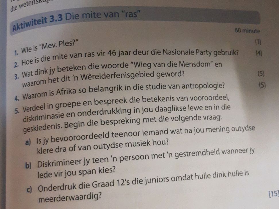 Wie is "Mev. Ples?" 2. Hoe is die mite van
