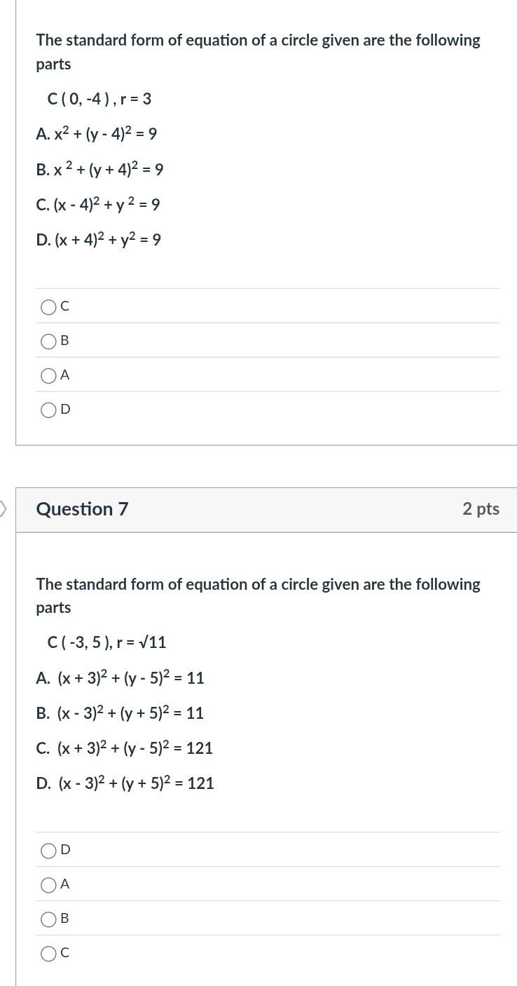 The standard form of equation of a circle | StudyX