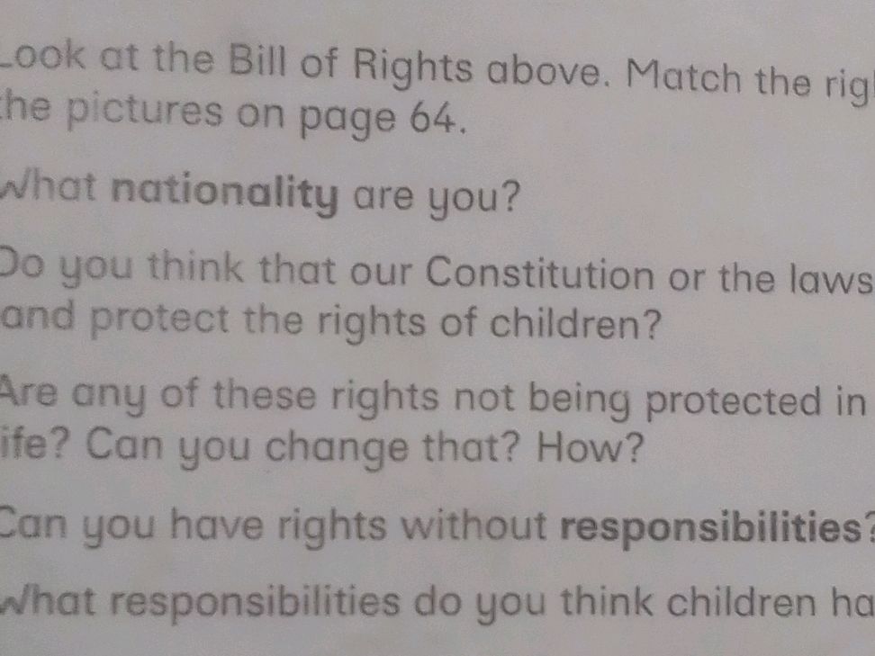 Look at the Bill of Rights above. Match the | StudyX