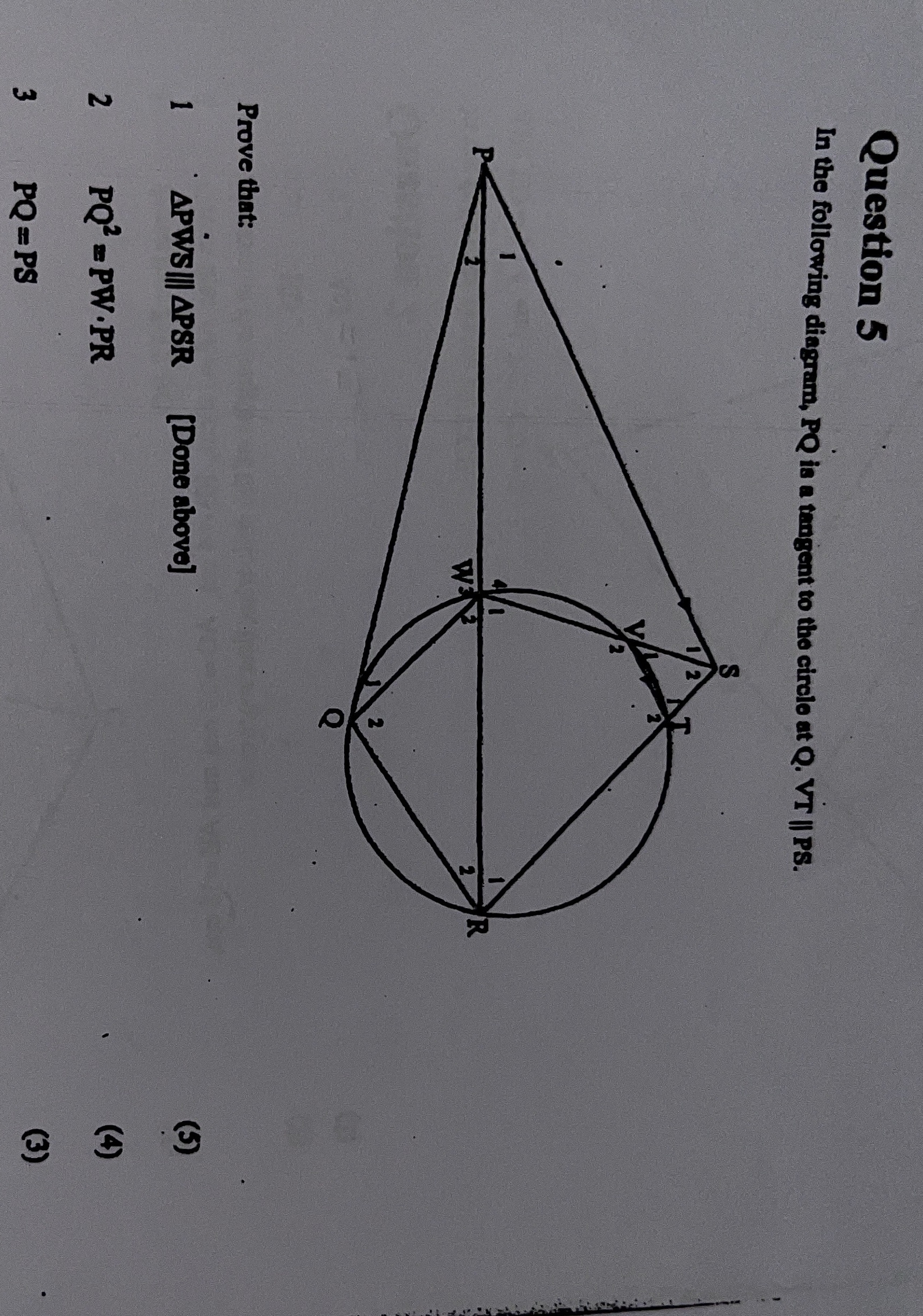In the following diagram, PQ is a tangent to | StudyX