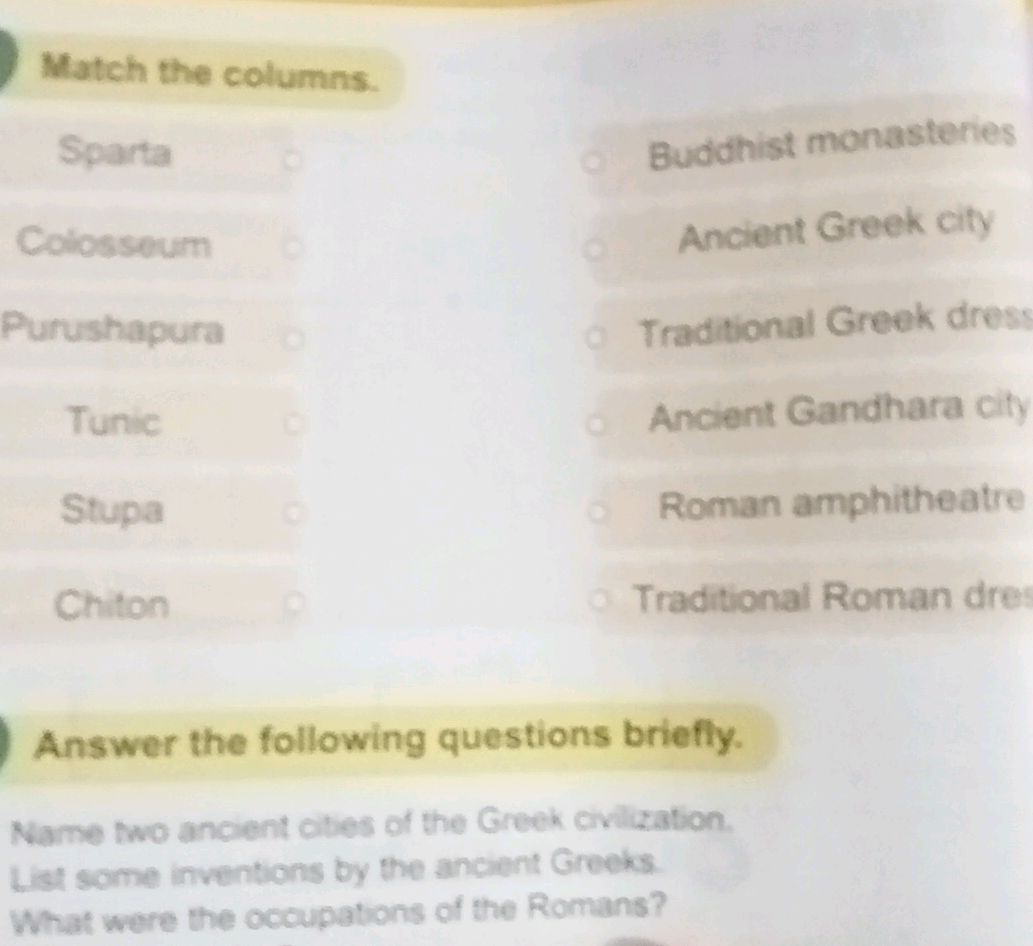 Match the columns. Sparta Colosseum