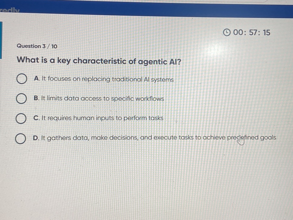 What is a key characteristic of agentic AI? | StudyX
