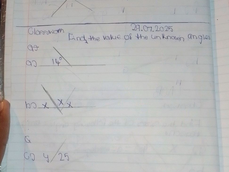 Find the value of the unknown angles. 14° | StudyX
