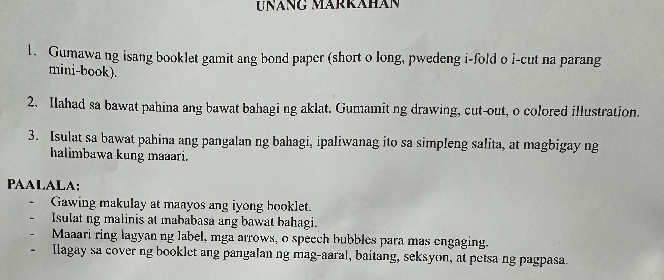 1. Gumawa ng isang booklet gamit ang bond | StudyX