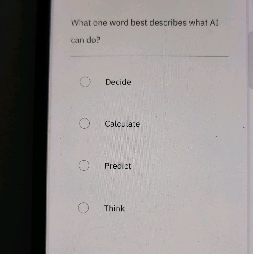 What one word best describes what AI can do? | StudyX