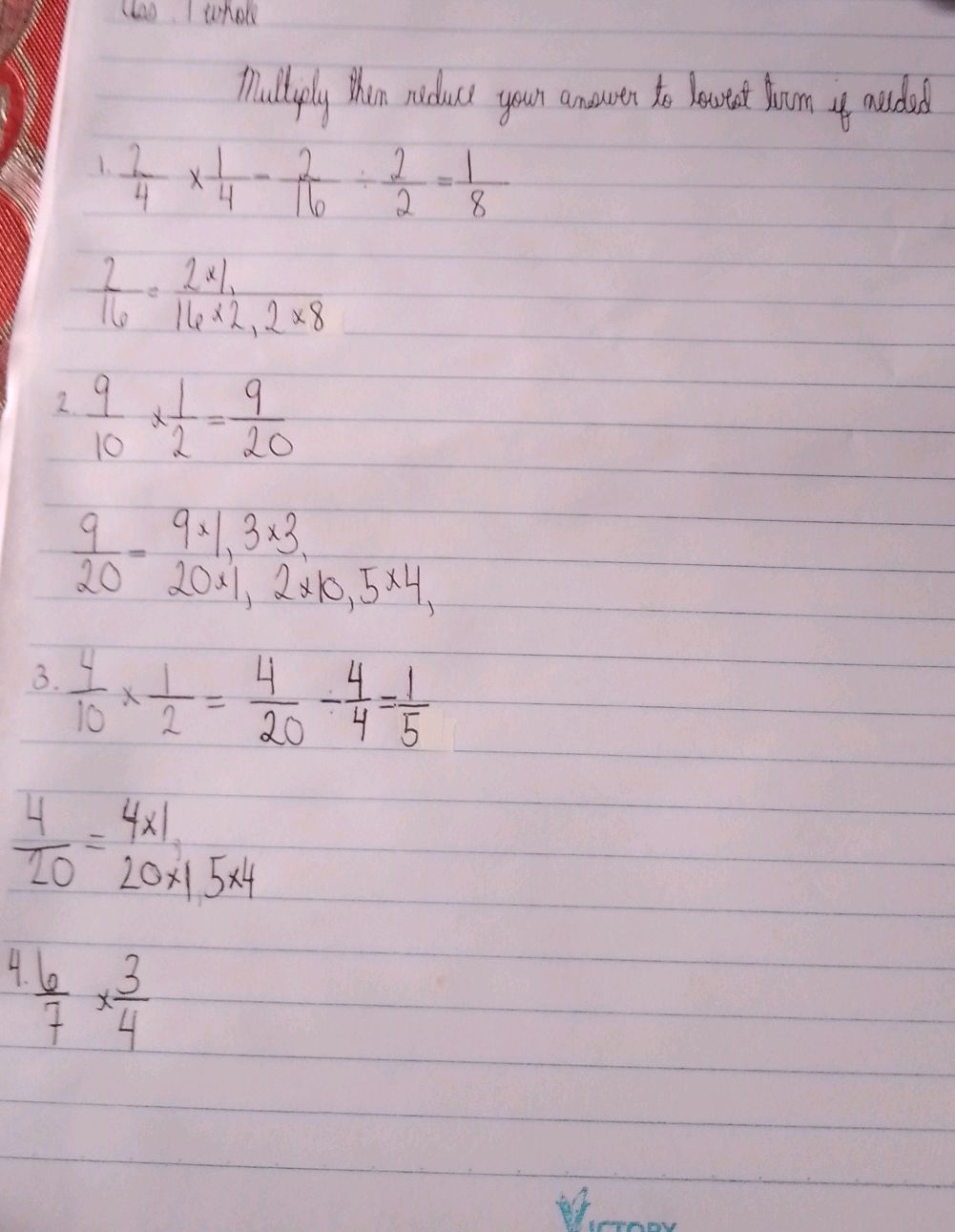 Multiply then reduce your answer to lowest | StudyX