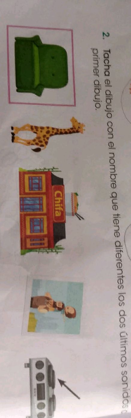 Tacha el dibujo con el nombre que tiene