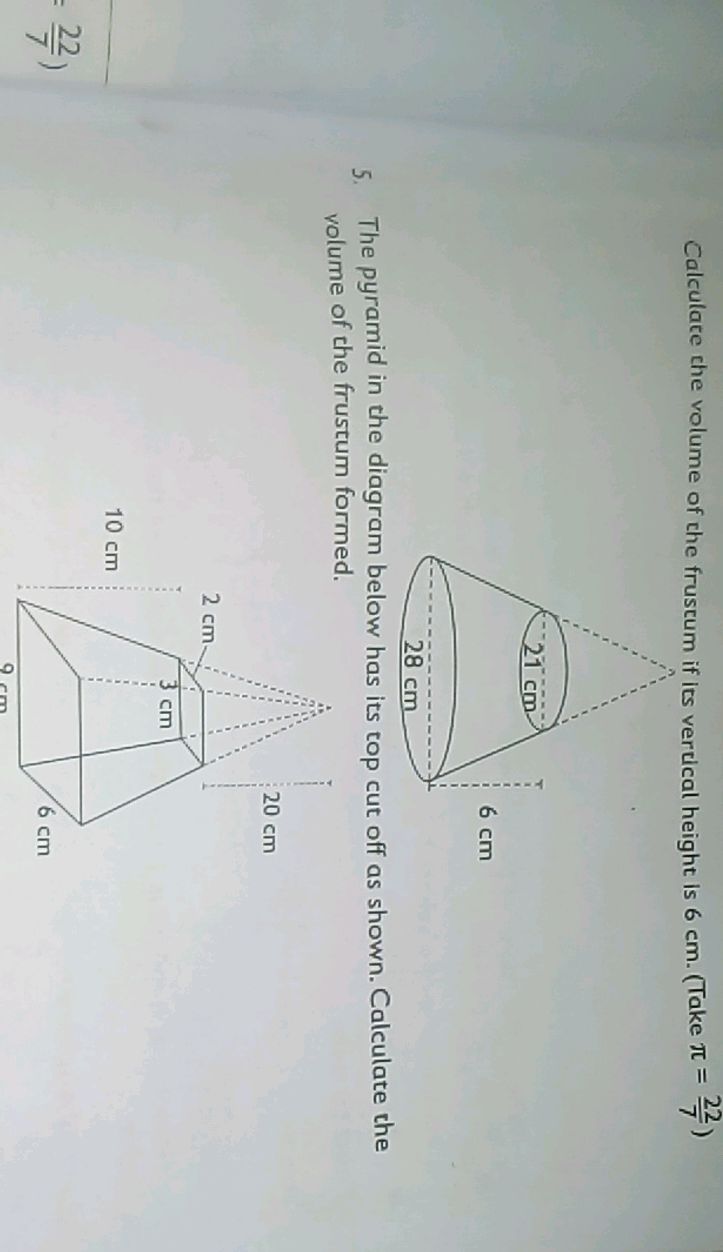 Calculate the volume of the frustum if its | StudyX