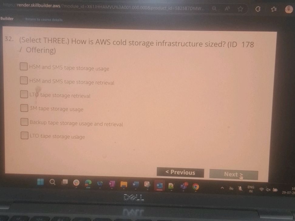 (Select THREE.) How is AWS cold storage