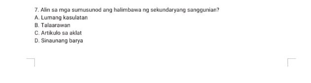 7. Alin sa mga sumusunod ang halimbawa ng | StudyX