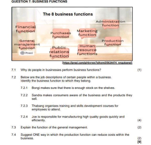 7. QUESTION 7: BUSINESS FUNCTIONS The 8 | StudyX