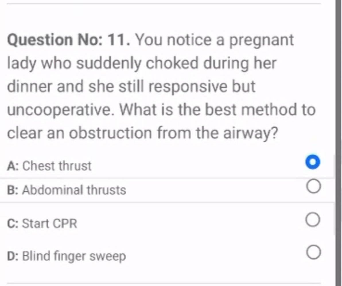 Question No: 11. You notice a pregnant lady