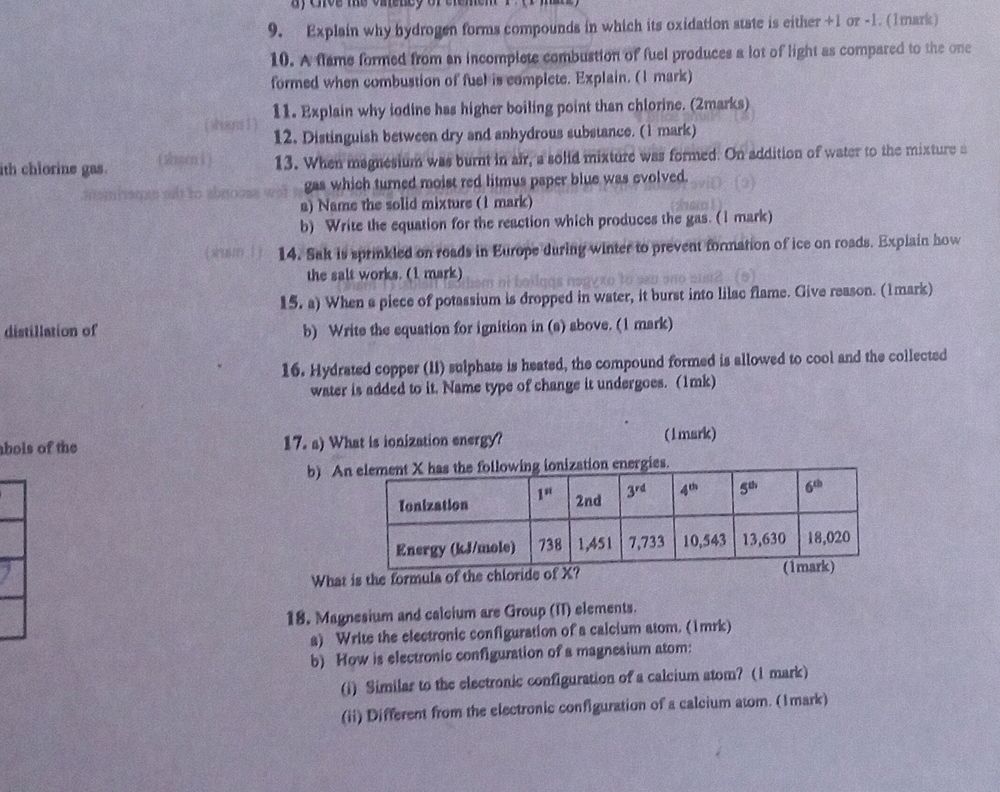 9. Explain why hydrogen forms compounds in | StudyX