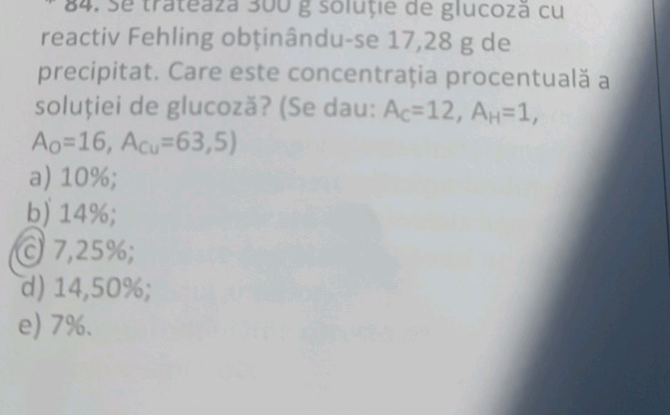 84. Se tratează 300 g soluție de glucoză cu | StudyX
