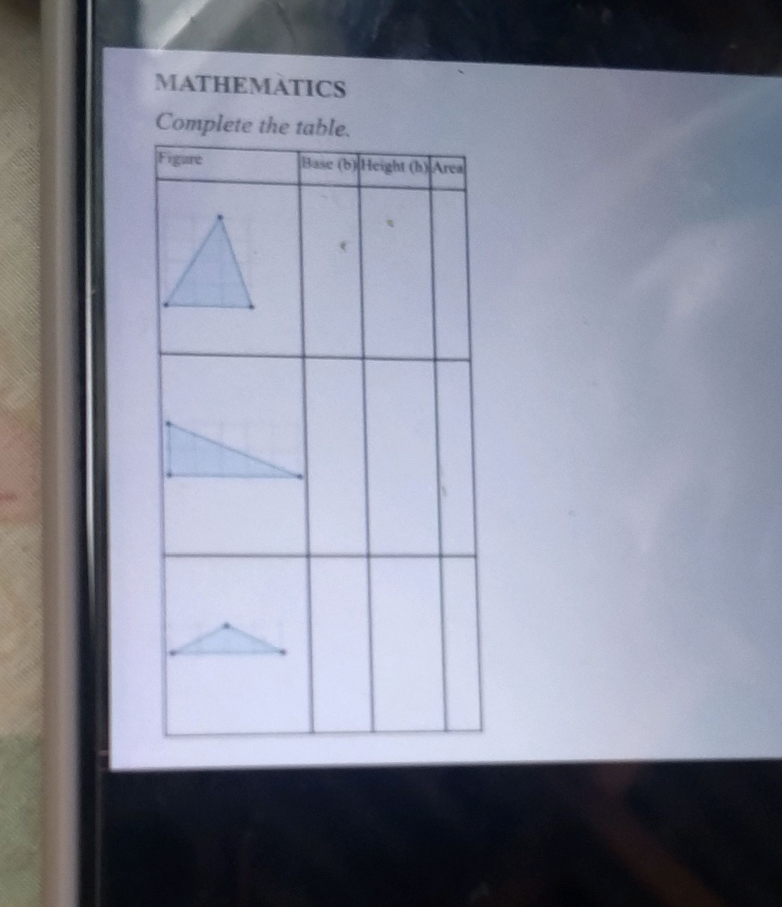 MATHEMATICS Complete the table. | Figure | | StudyX