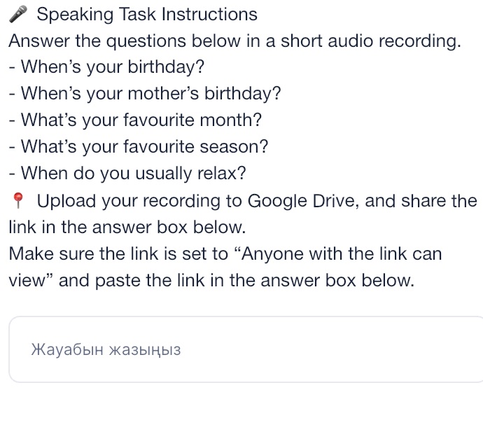 Speaking Task Instructions Answer the | StudyX