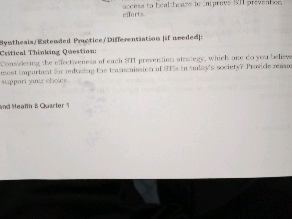 Considering the effectiveness of each STI