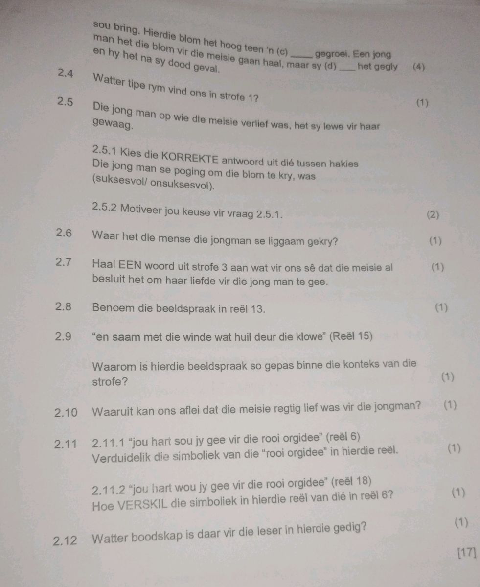 2.4 Watter tipe rym vind ons in strofe 1?