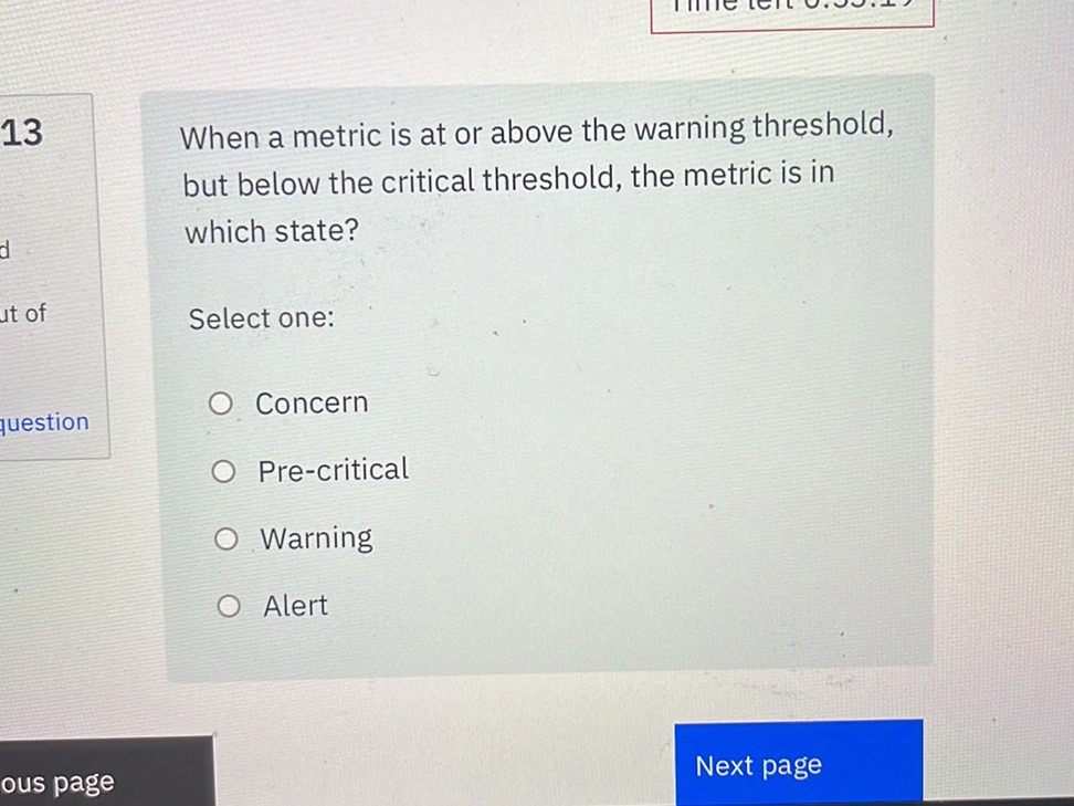 When a metric is at or above the warning | StudyX