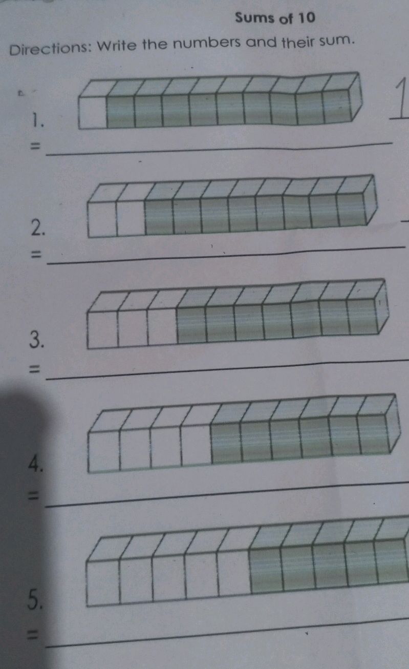 Directions: Write the numbers and their sum. | StudyX