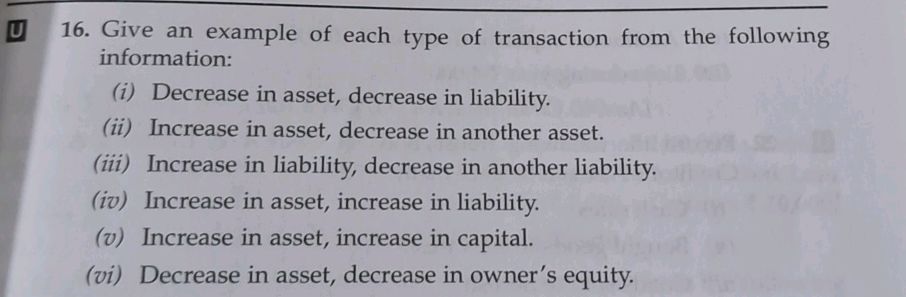 16. Give an example of each type of | StudyX