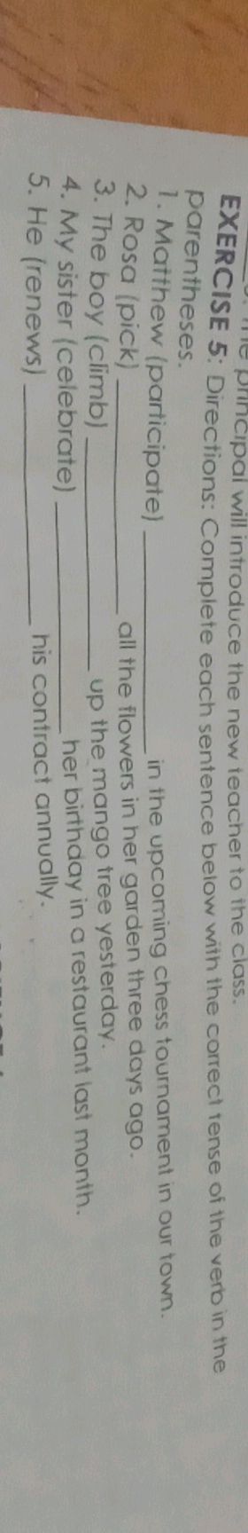 EXERCISE 5: Directions: Complete each | StudyX