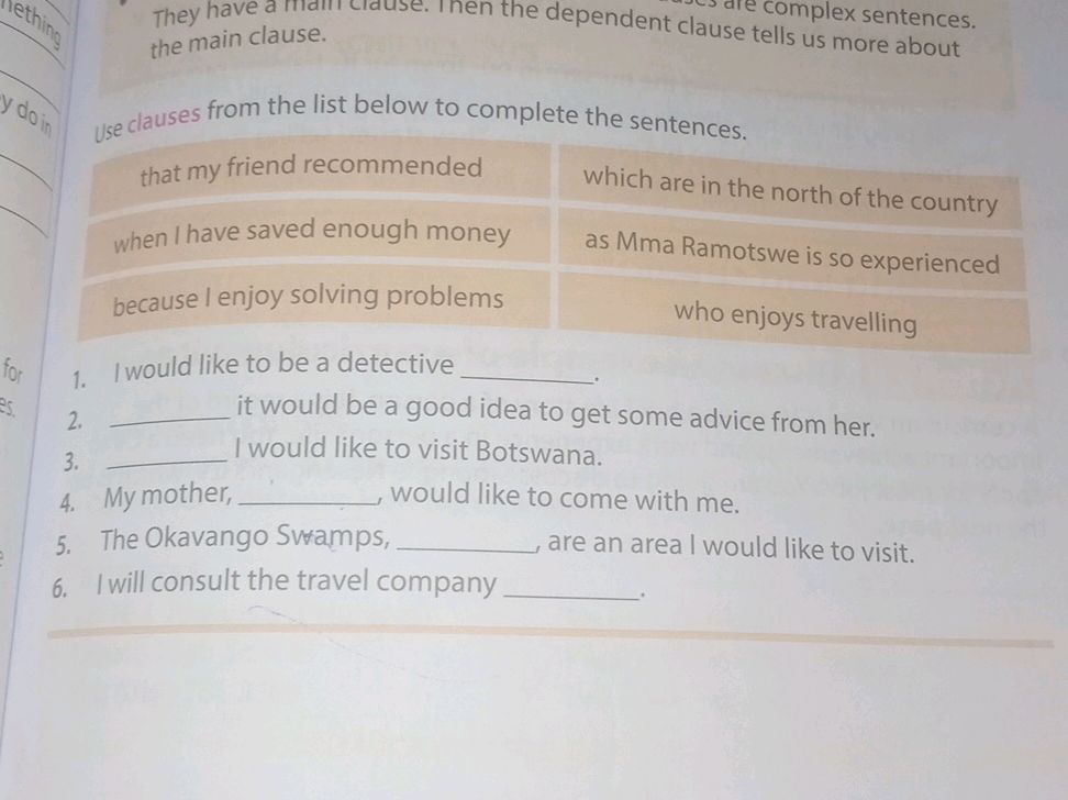 Use clauses from the list below to complete | StudyX