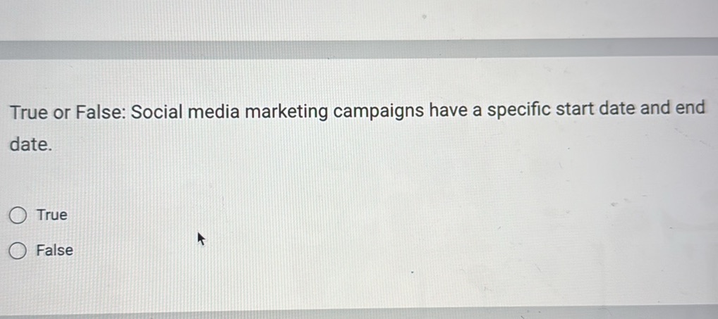 True or False: Social media marketing