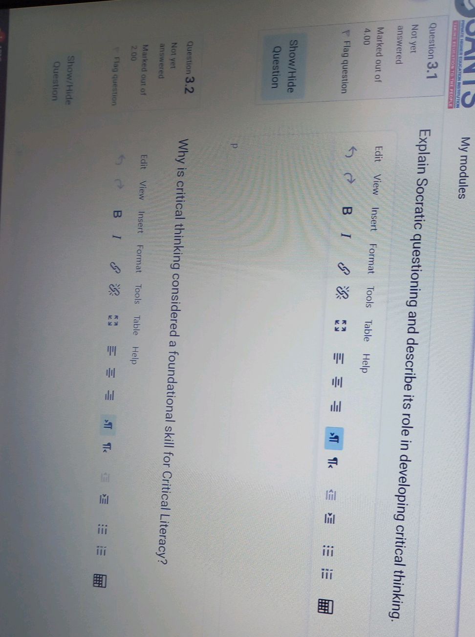 Explain Socratic questioning and describe | StudyX