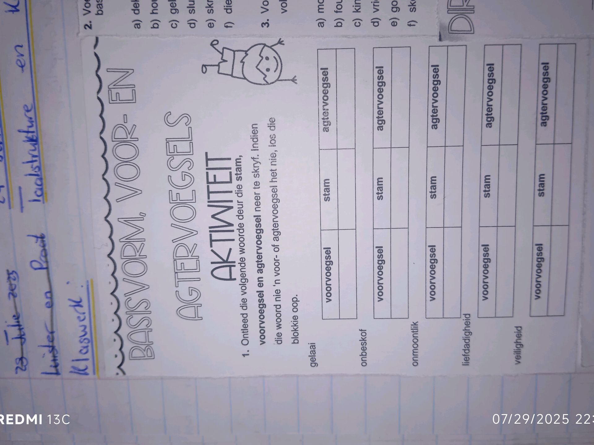 1. Ontleed die volgende woorde deur die | StudyX