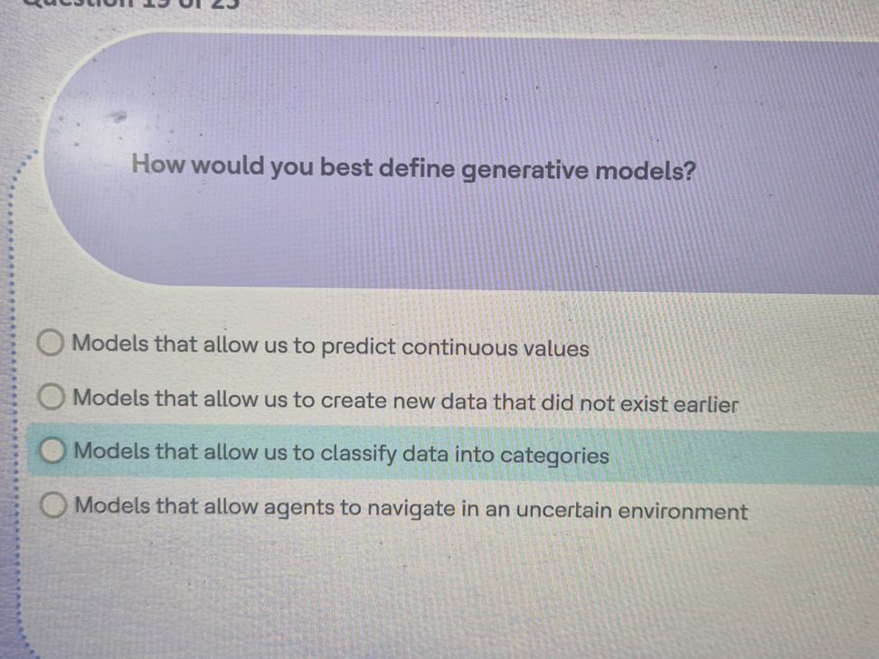 How would you best define generative models? | StudyX