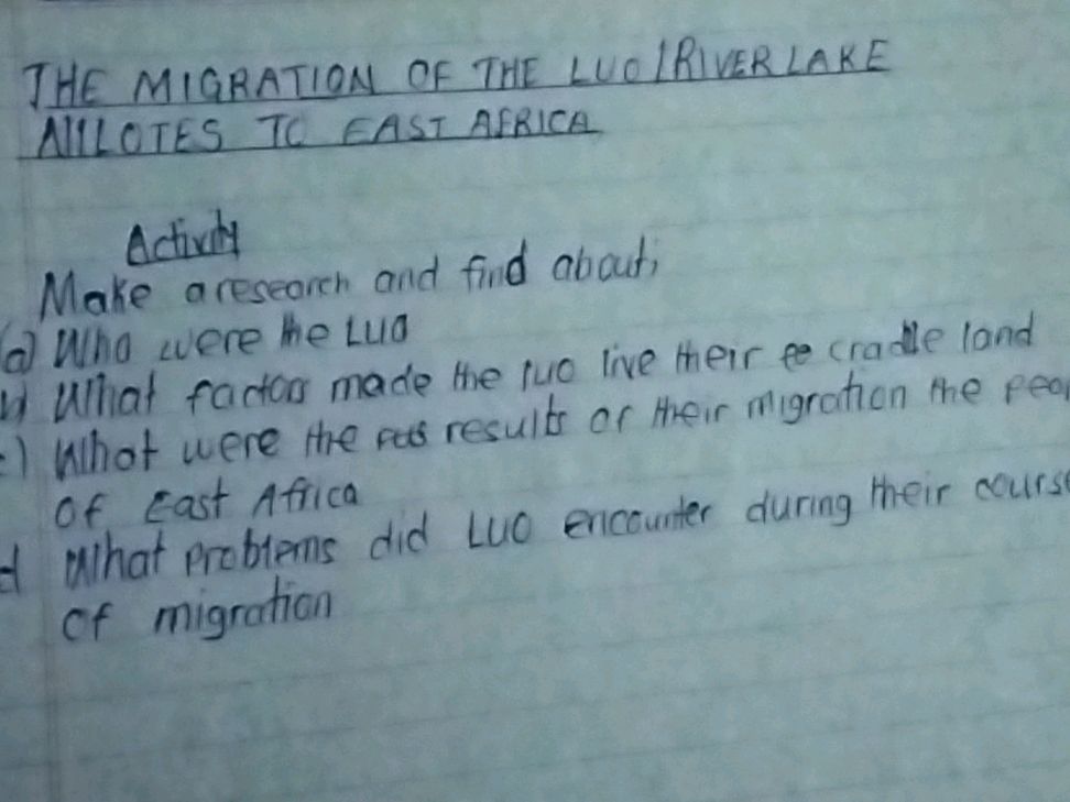THE MIGRATION OF THE LUO/RIVER LAKE ANILOTES