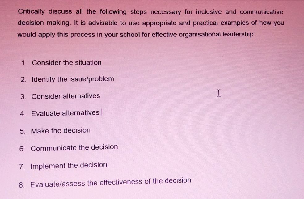 Critically discuss all the following steps | StudyX