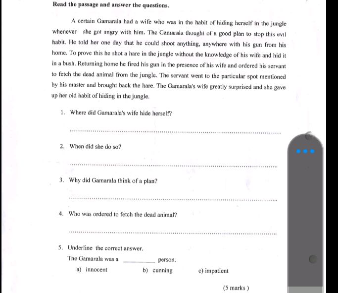 Read the passage and answer the questions. A