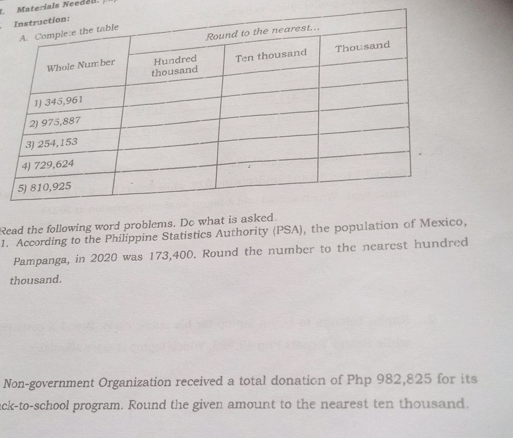 Complete the table | Whole Number | Hundred | StudyX