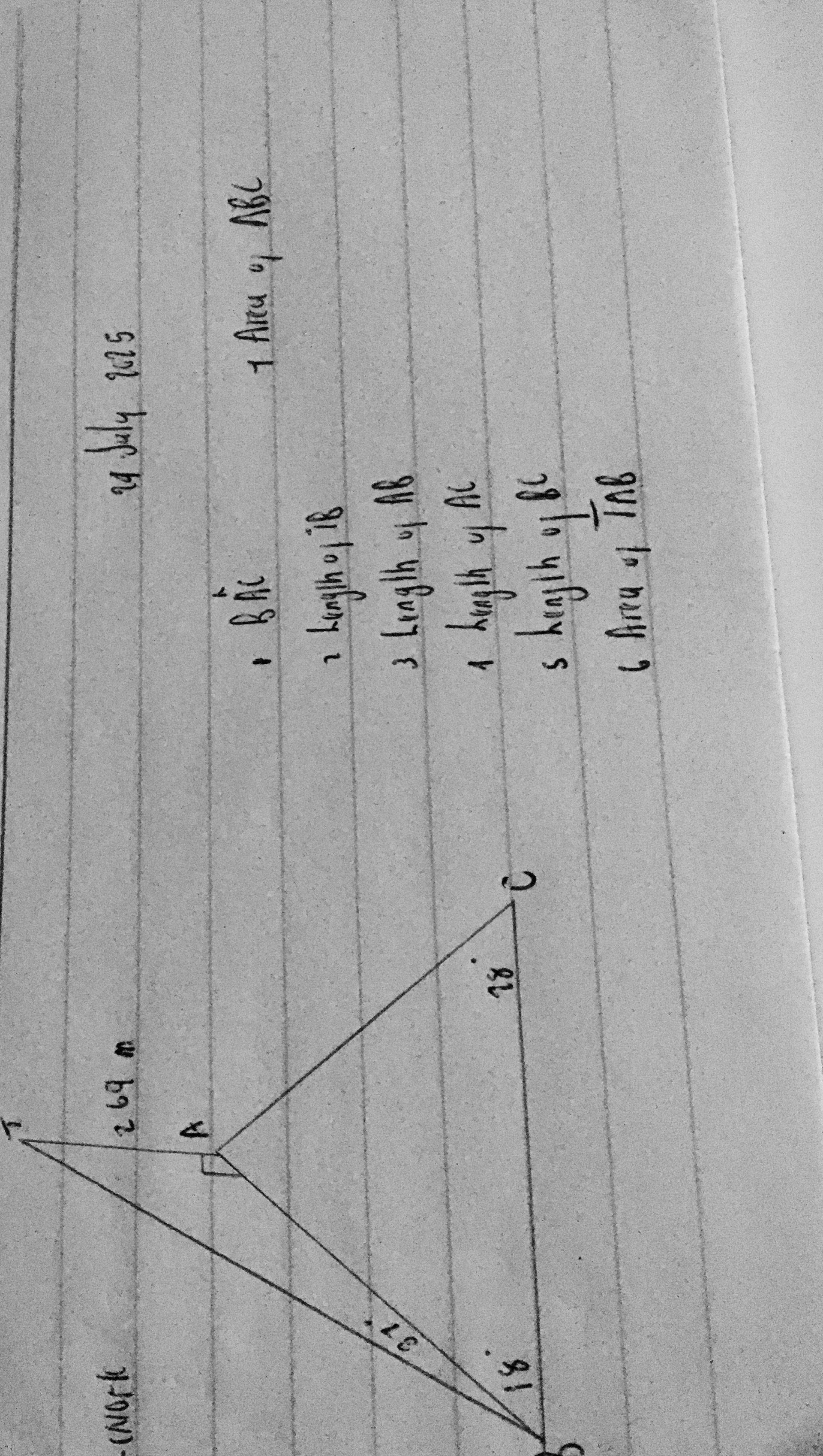 1 Area of ABC 2 Length of IB 3 Length of AB