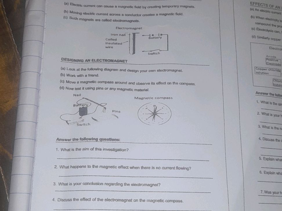 (a) Electric current can cause a magnetic
