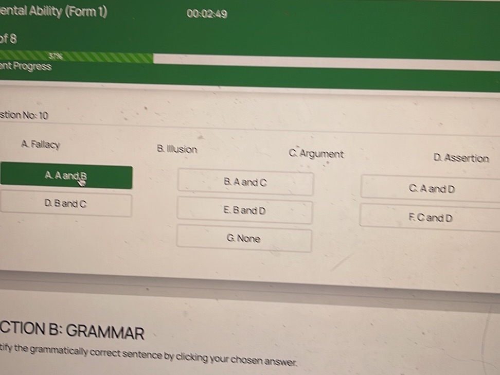 Question No: 10 A. Fallacy B. Illusion C. | StudyX