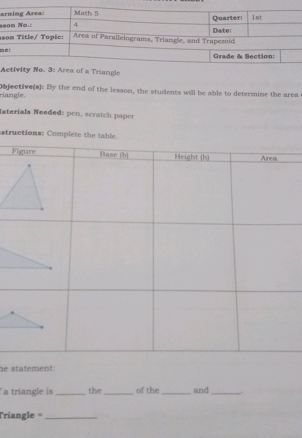 Complete the table. | Figure | Base (b) | | StudyX
